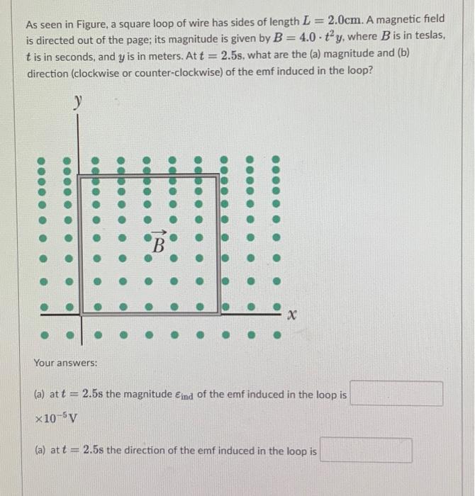 Solved As seen in Figure, a square loop of wire has sides of | Chegg.com