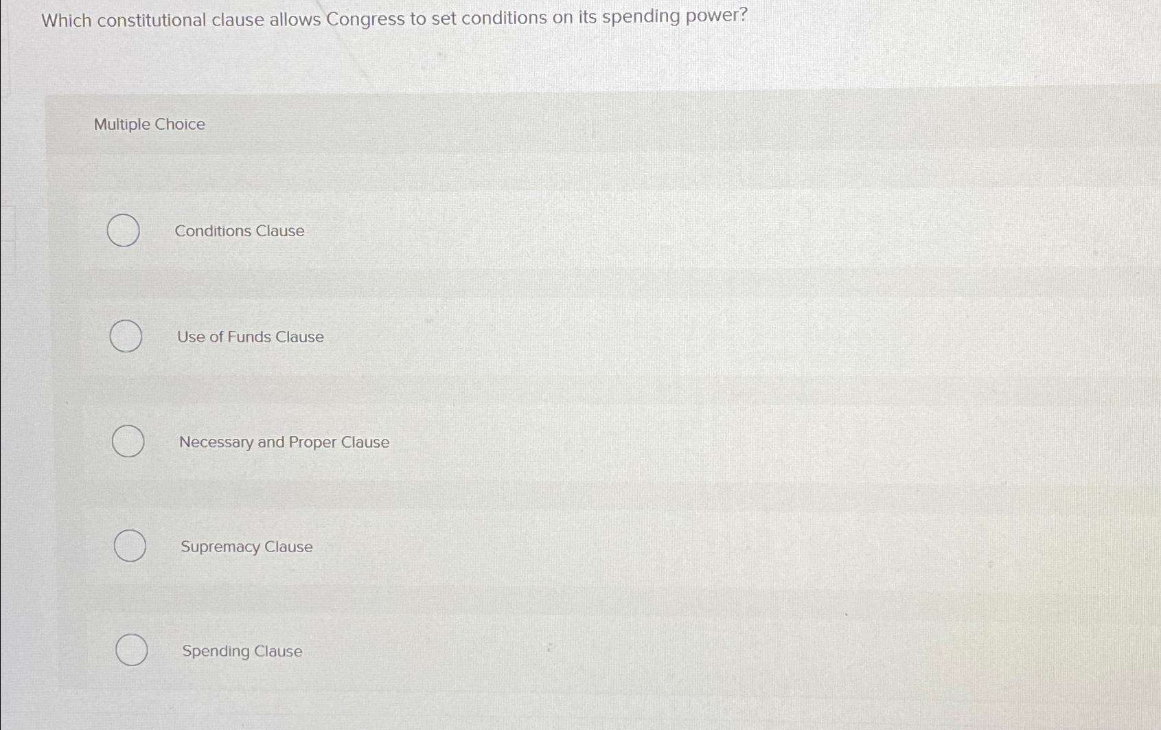 Solved Which constitutional clause allows Congress to set | Chegg.com