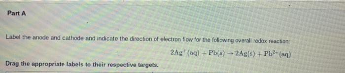Solved Part A Label the anode and cathode and indicate the | Chegg.com
