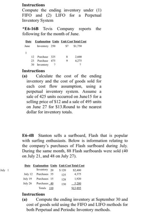 Solved Instructions Compute the ending inventory under (1) | Chegg.com