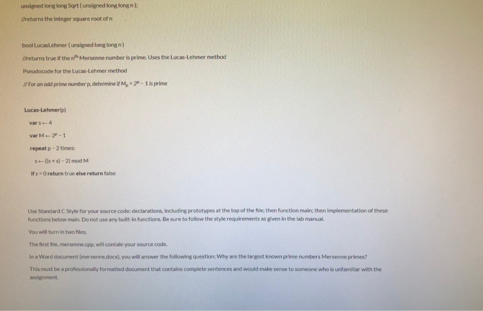 Solved Mersenne number is a positive integer that is one | Chegg.com