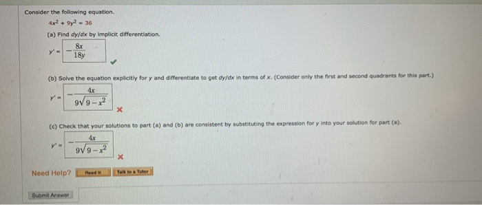 Solved Consider the following equation. 4x2 +9y2 - 36 (a) | Chegg.com