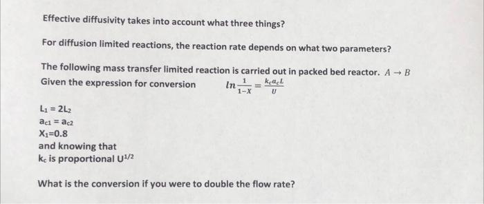 Solved Effective diffusivity takes into account what three | Chegg.com