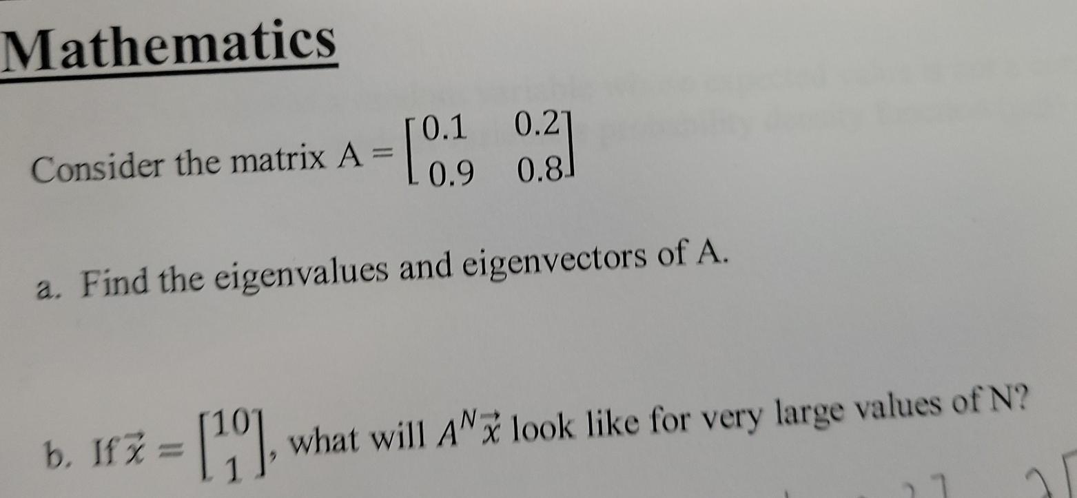 Solved b. If x = what will ANă look like for very large | Chegg.com