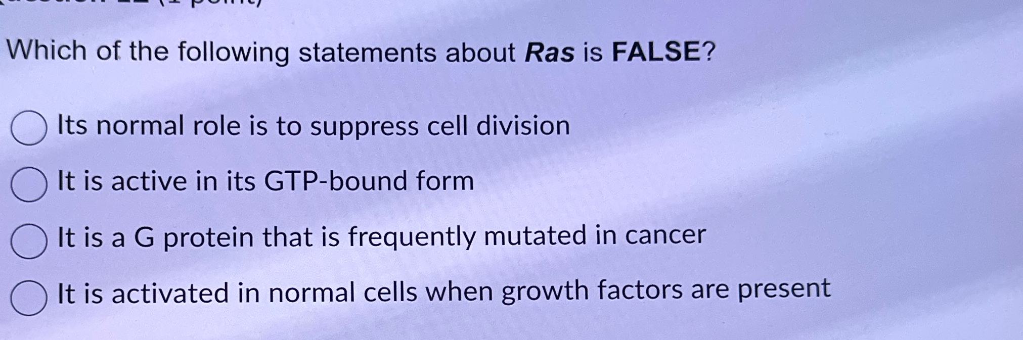 Solved Which of the following statements about Ras is | Chegg.com