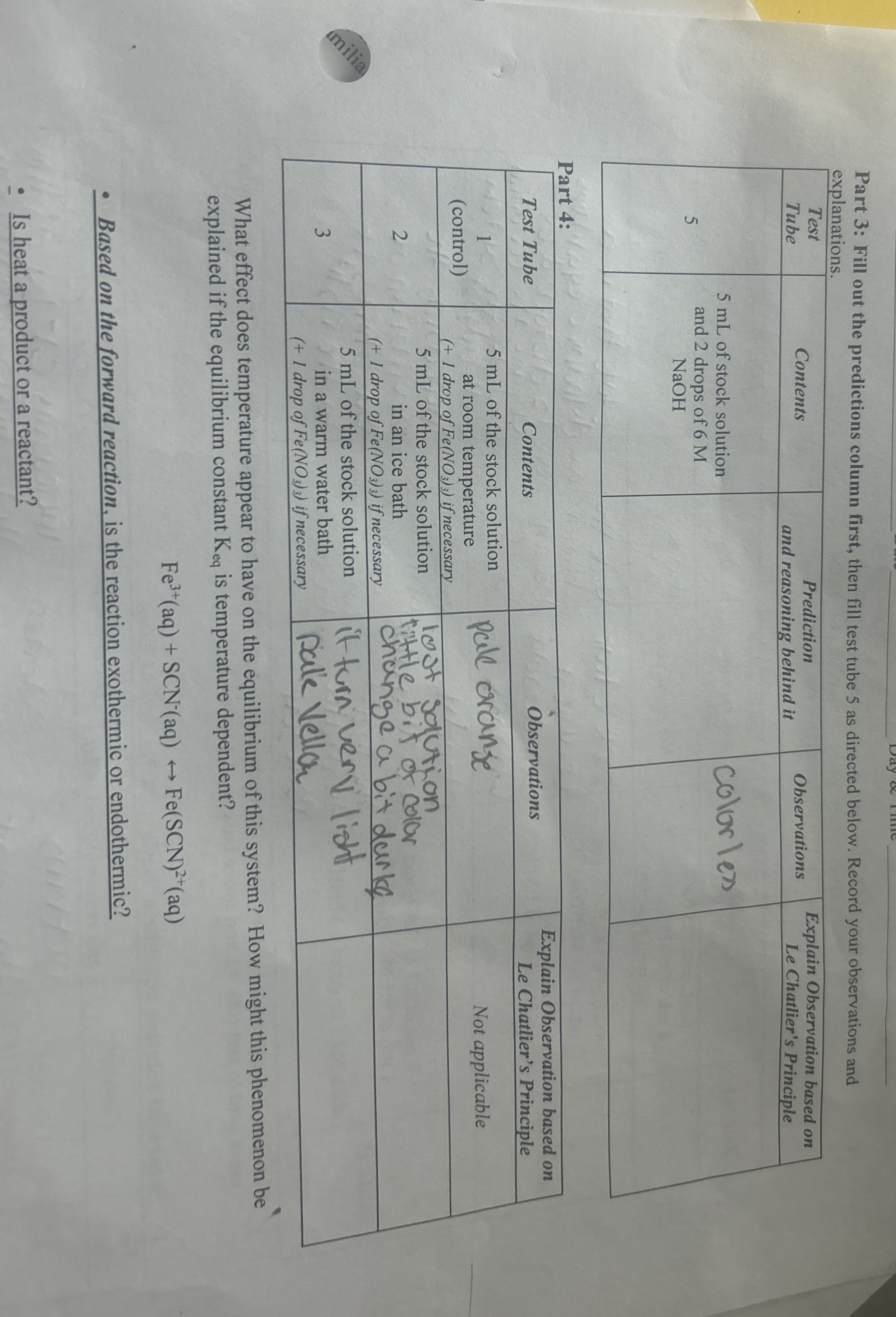 Solved Part 3: Fill out the predictions column first, then | Chegg.com