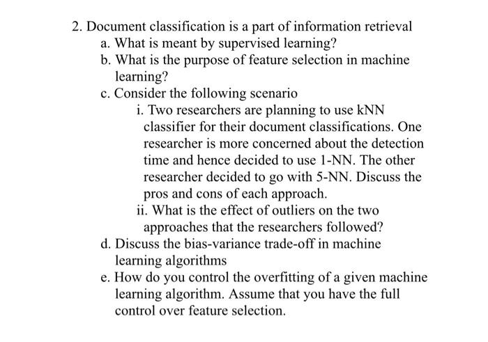 Solved Document classification is a part of information | Chegg.com