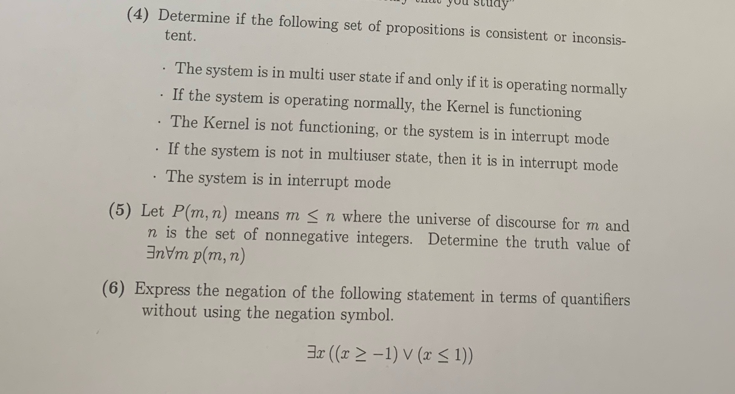 Solved (4) ﻿Determine if the following set of propositions | Chegg.com