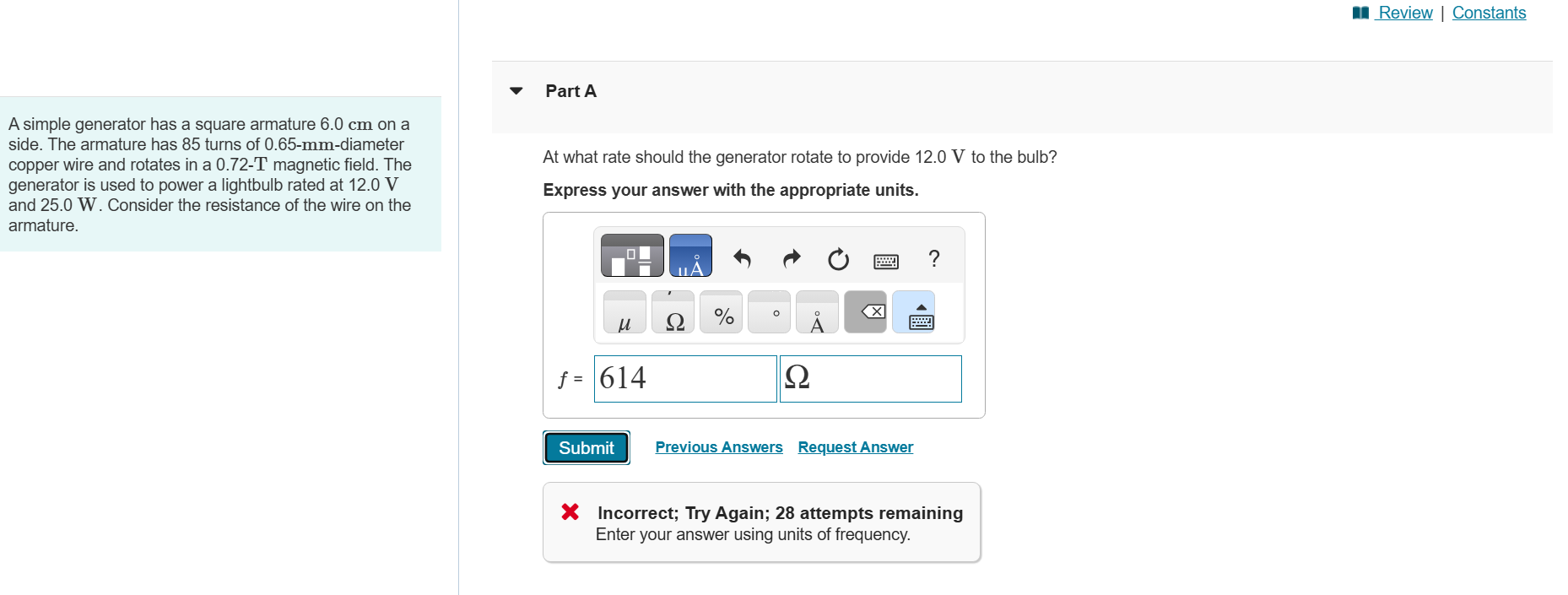 Solved A simple generator has a square armature | Chegg.com