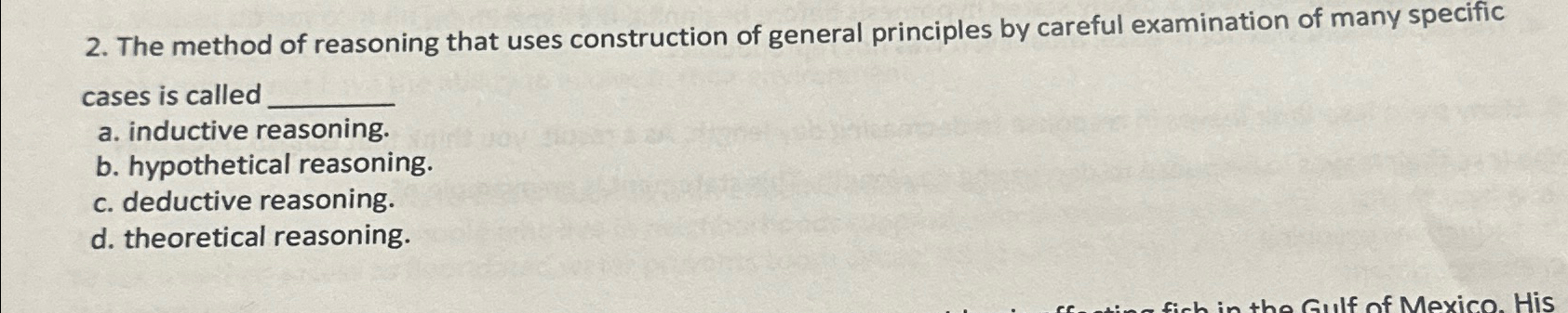 Solved The method of reasoning that uses construction of | Chegg.com