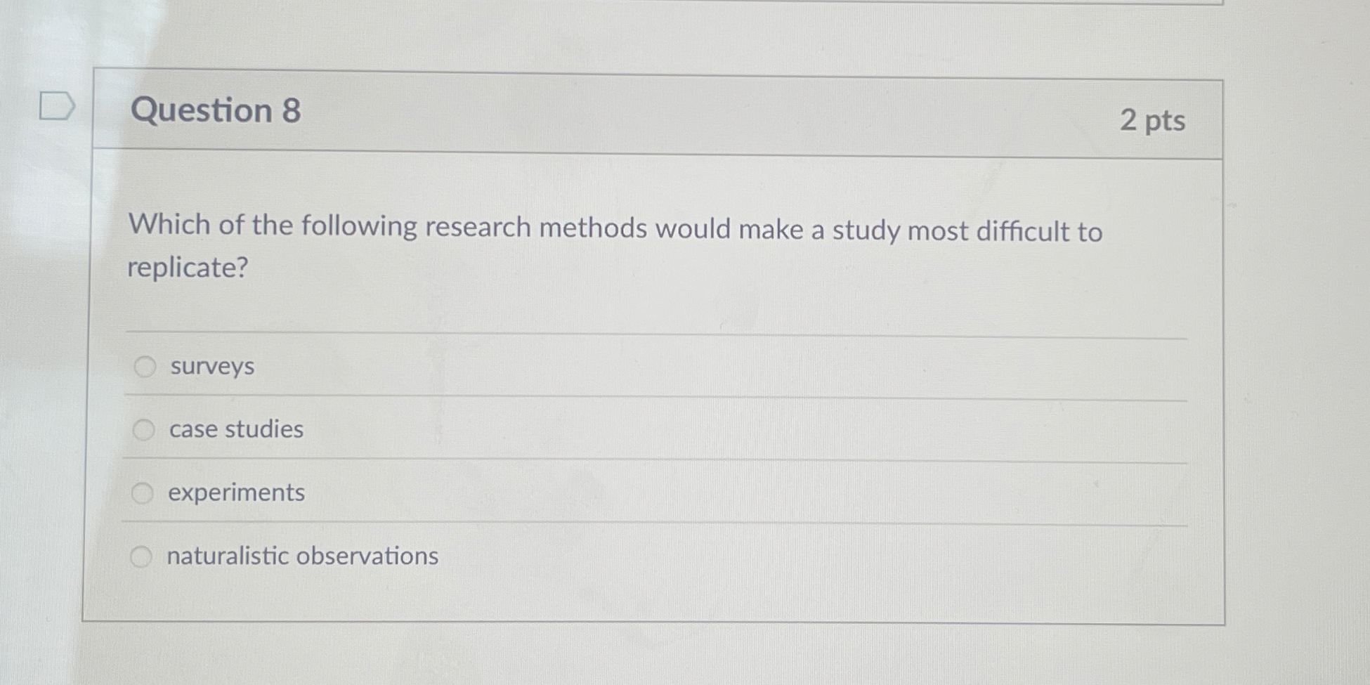 Solved Question 82 ﻿ptsWhich of the following research | Chegg.com