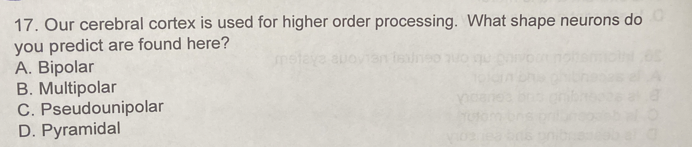 Solved Our cerebral cortex is used for higher order | Chegg.com