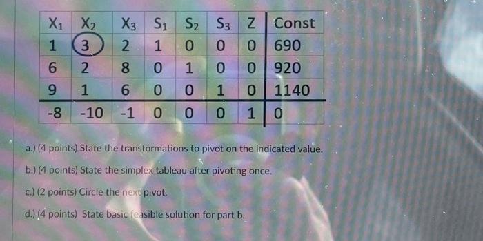 Solved a.) ( 4 points) State the transformations to pivot on | Chegg.com Solved a.) ( 4 points) State the transformations to pivot on | Chegg.com