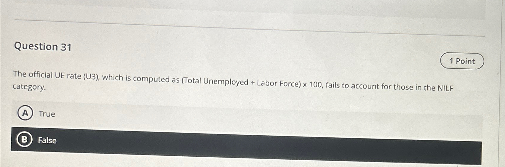 Solved Question 311 ﻿PointThe official UE rate (U3), ﻿which | Chegg.com