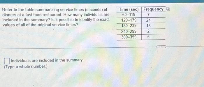 Solved Refer to the table summarizing service times | Chegg.com
