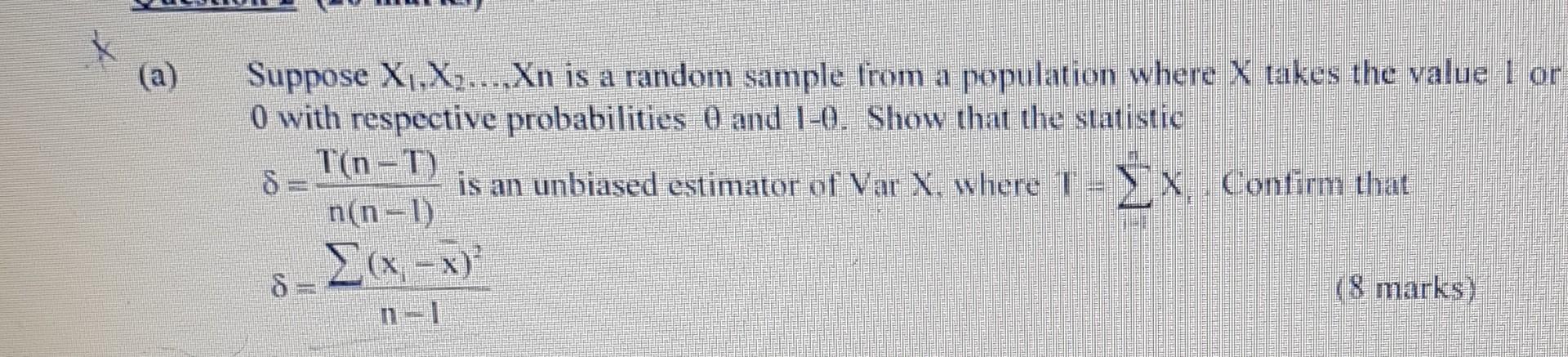 Solved Suppose X1,X2…Xn is a random sample from a population | Chegg.com
