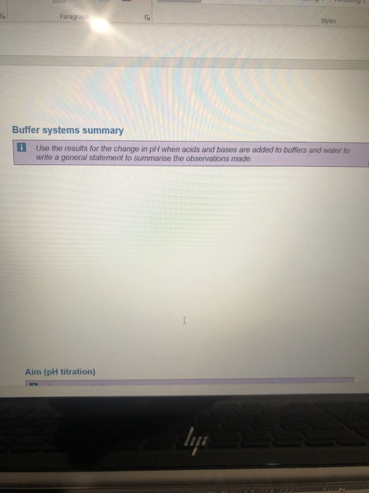 Paragraph Styles Buffer systems summary Use the | Chegg.com
