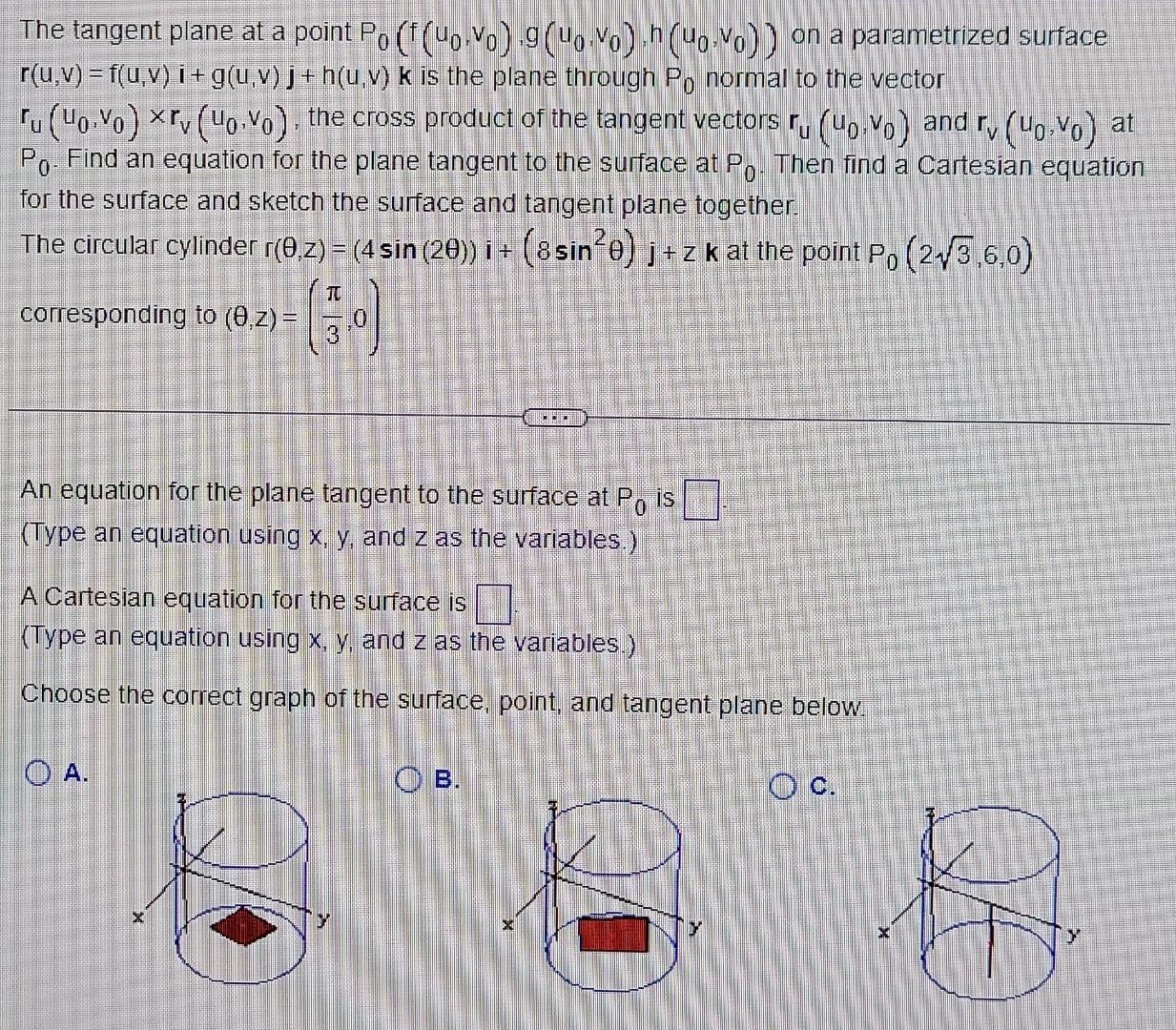 Solved The tangent plane at a point | Chegg.com