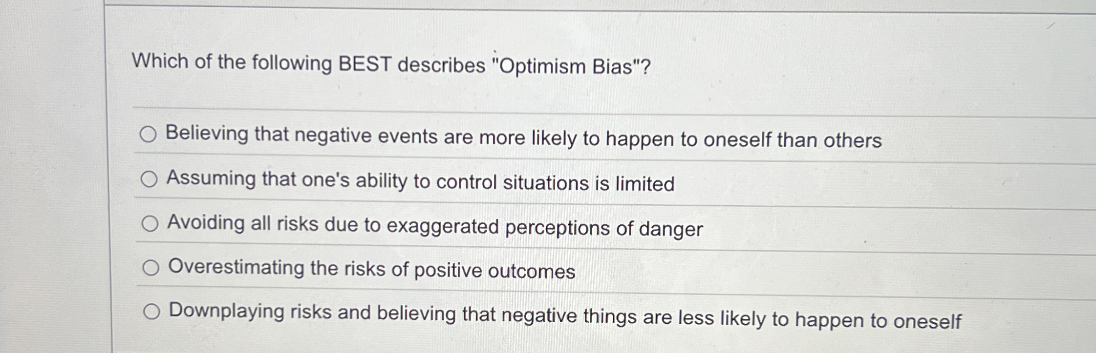 Solved Which of the following BEST describes "Optimism | Chegg.com