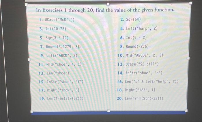 Solved In Exercises 1 through 20 , find the value of the | Chegg.com