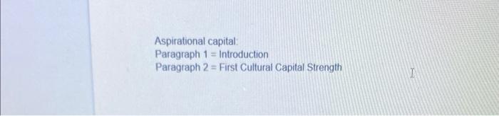 Aspirational capital: Paragraph 1 = Introduction | Chegg.com