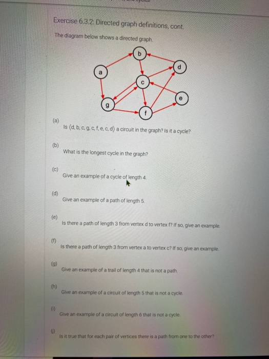 Solved Exercise 6.3.2. Directed graph definitions, cont. The | Chegg.com