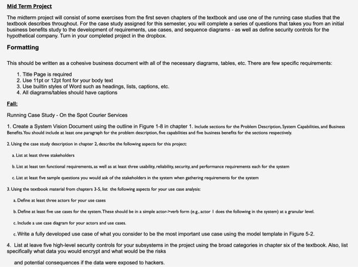 Solved Mid Term Project The midterm project will consist of | Chegg.com