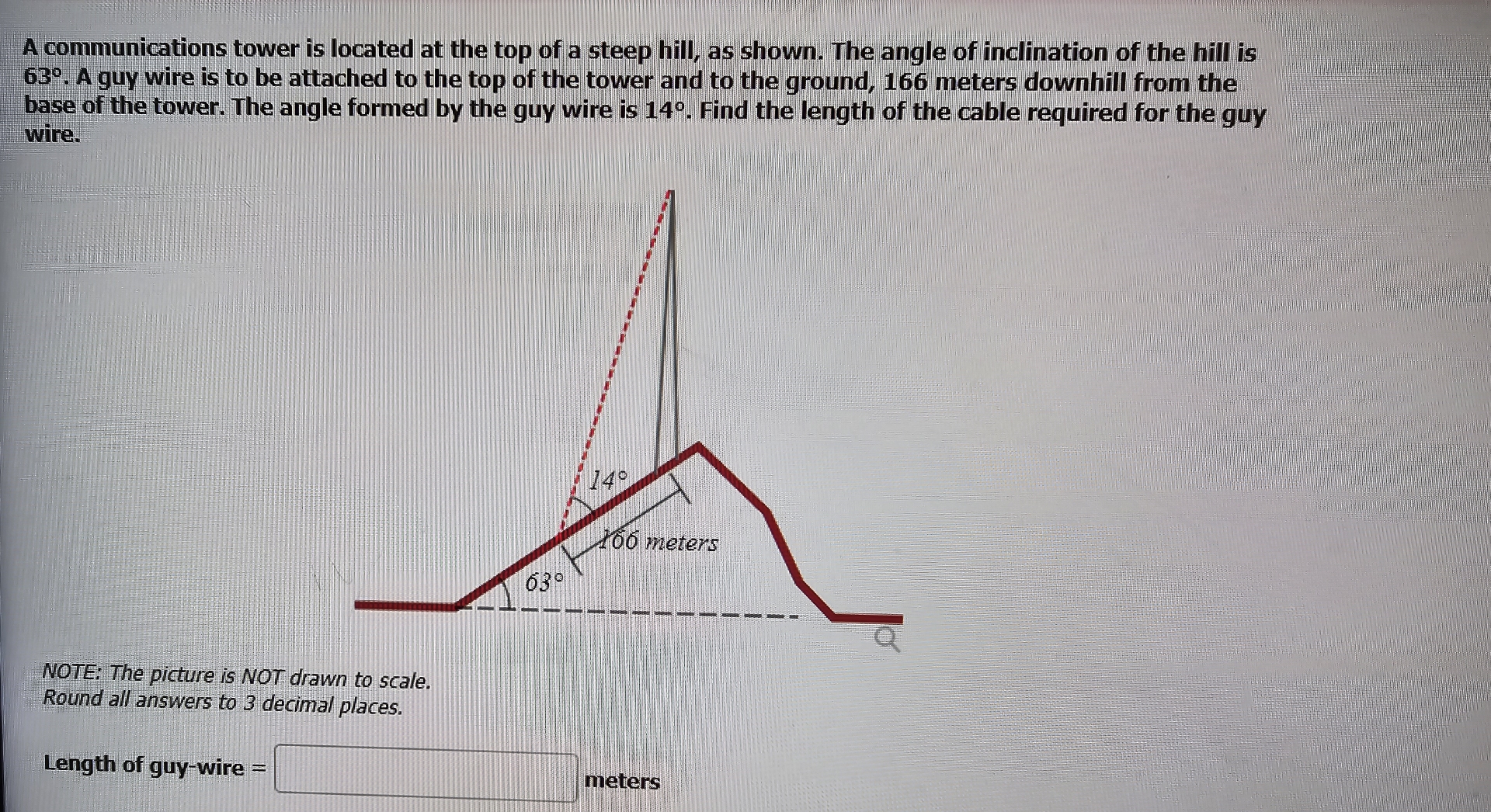 Solved A communications tower is located at the top of a | Chegg.com