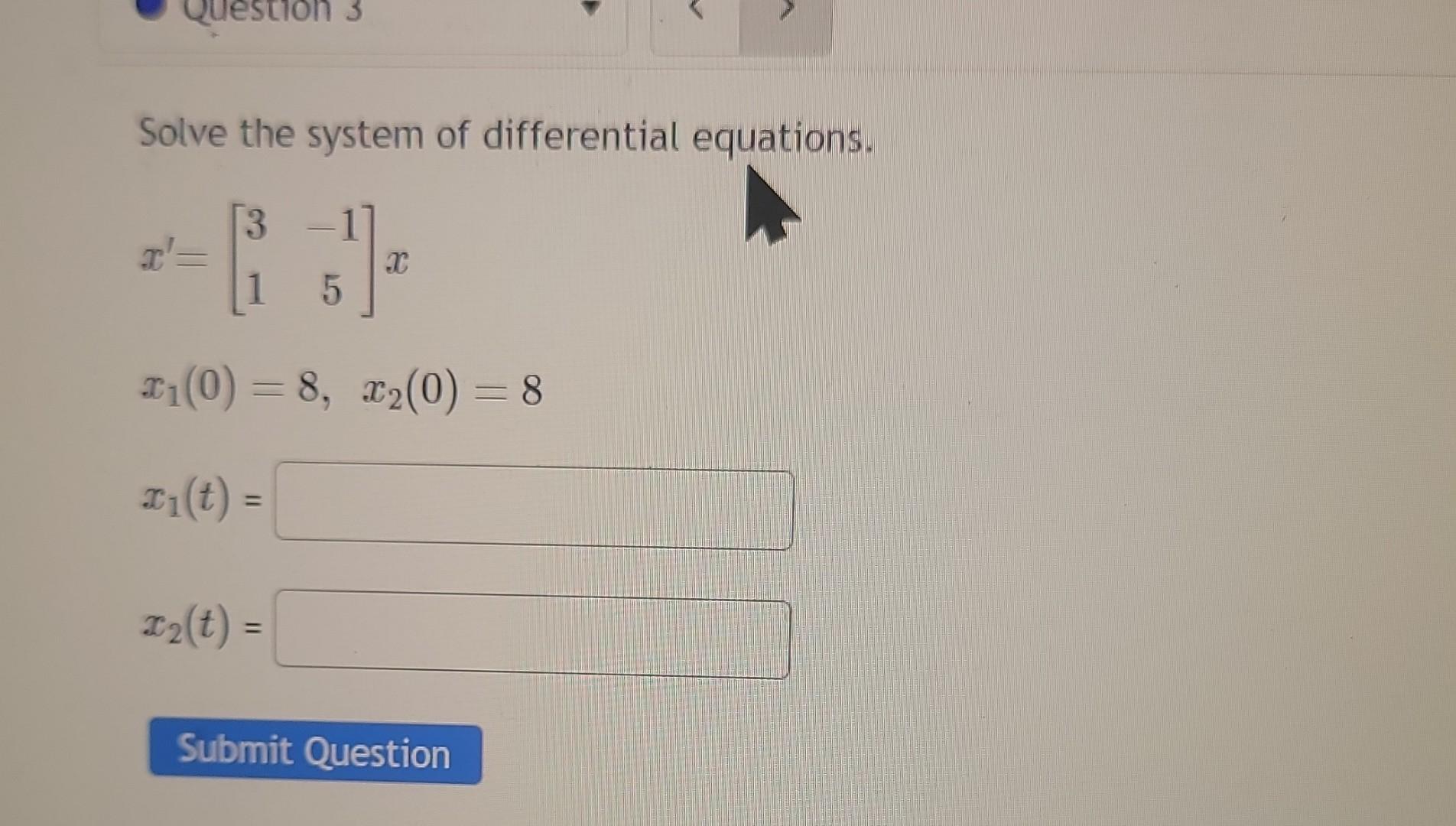 Solved Solve the system of differential equations. | Chegg.com