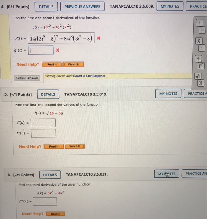 Solved 4. [O/1 Points) DETAILS PREVIOUS ANSWERS TANAPCALC10 | Chegg.com Solved 4. [O/1 Points) DETAILS PREVIOUS ANSWERS TANAPCALC10 | Chegg.com