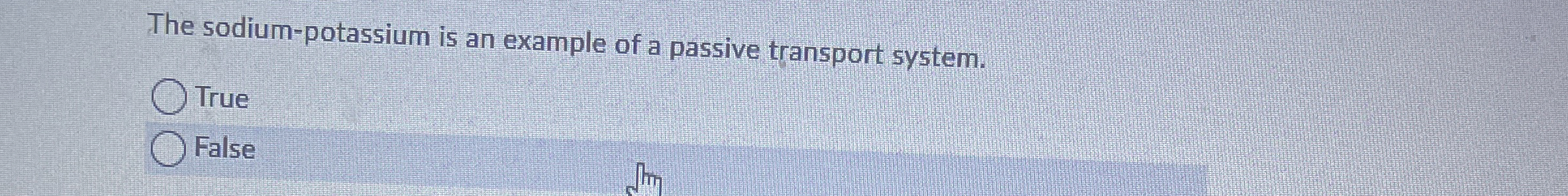 Solved The sodium-potassium is an example of a passive | Chegg.com