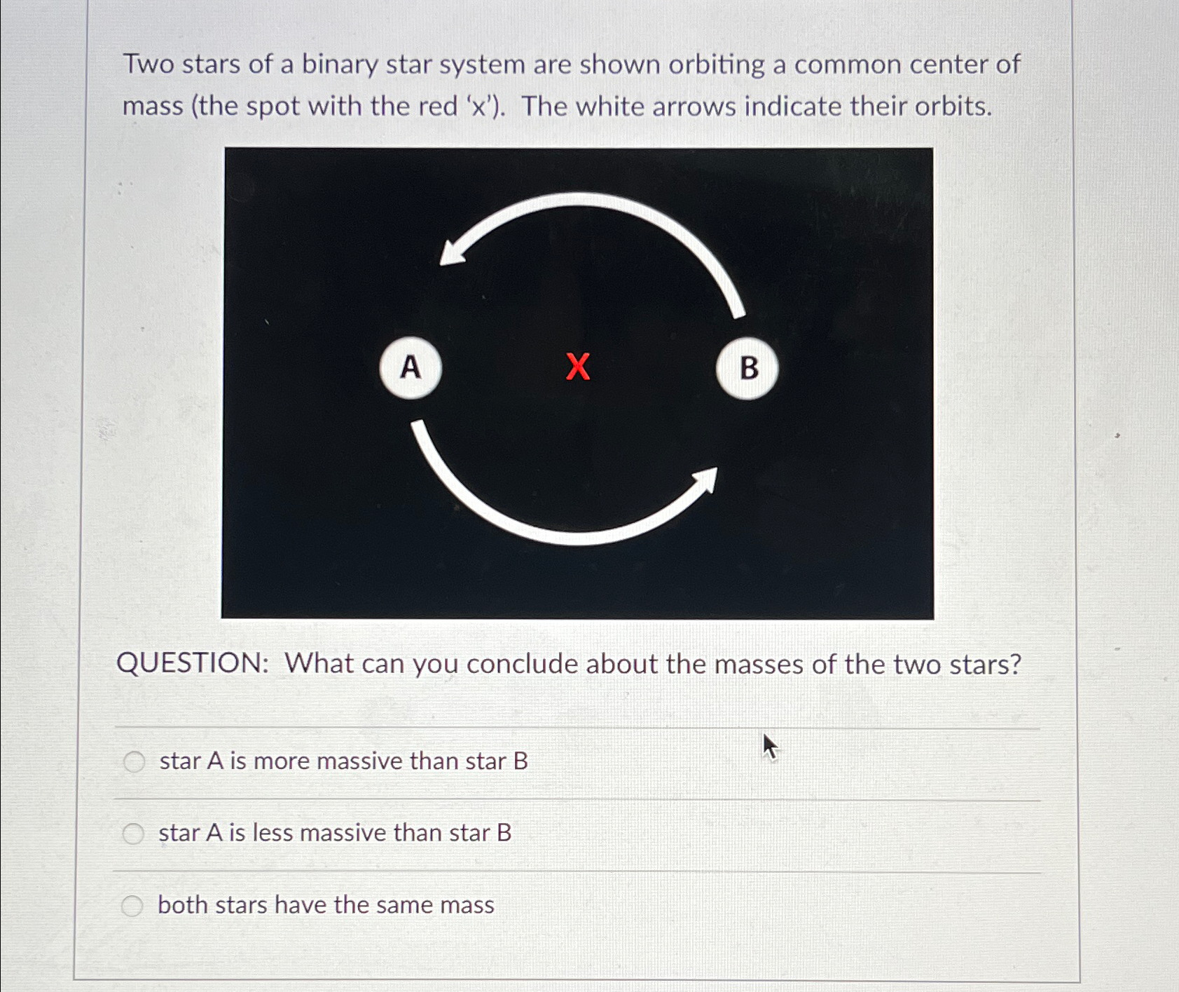 Solved Two stars of a binary star system are shown orbiting | Chegg.com