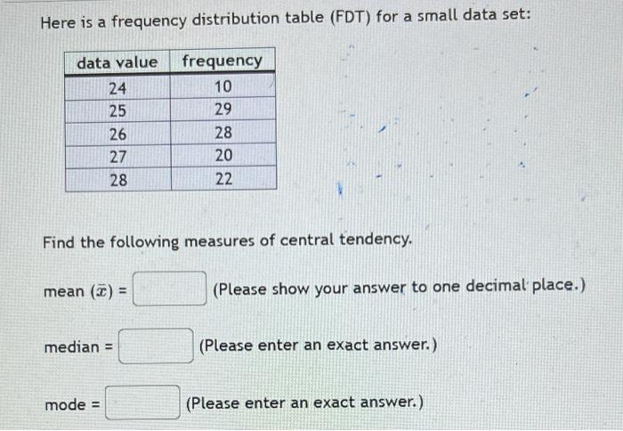Solved a Here is a frequency distribution table (FDT) for a | Chegg.com