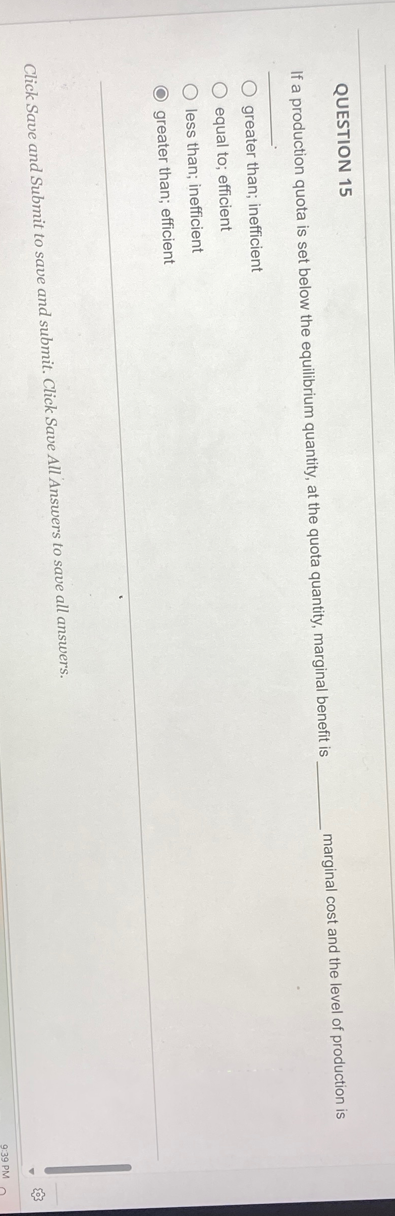 Solved QUESTION 15If a production quota is set below the | Chegg.com Solved QUESTION 15If a production quota is set below the | Chegg.com