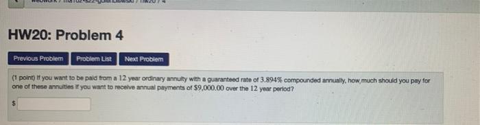 Solved HW20: Problem 4 Previous Problem Problem List Next | Chegg.com