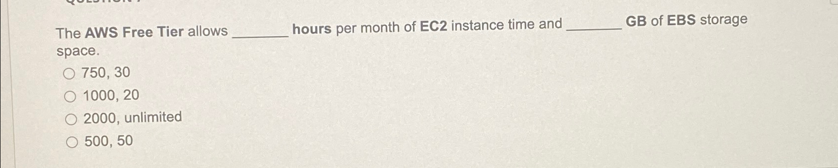 Solved The AWS Free Tier allows hours per month of EC2 | Chegg.com
