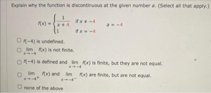 Solved Explain why the function is discontinuous at the | Chegg.com
