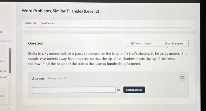 Solved Stella is 1.75 meters tall. At 2 p.m., she measures | Chegg.com