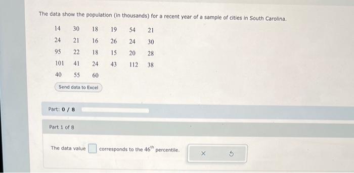 Solved The data show the population (in thousands) for a | Chegg.com
