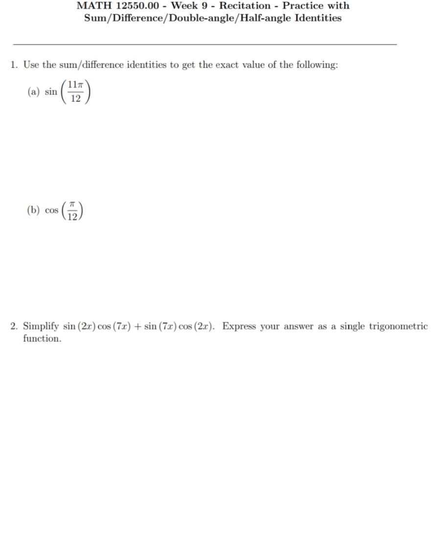 Solved MATH 12550.00 - ﻿Week 9 - ﻿Recitation - ﻿Practice | Chegg.com