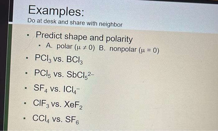 Solved Examples: Do at desk and share with neighbor - | Chegg.com