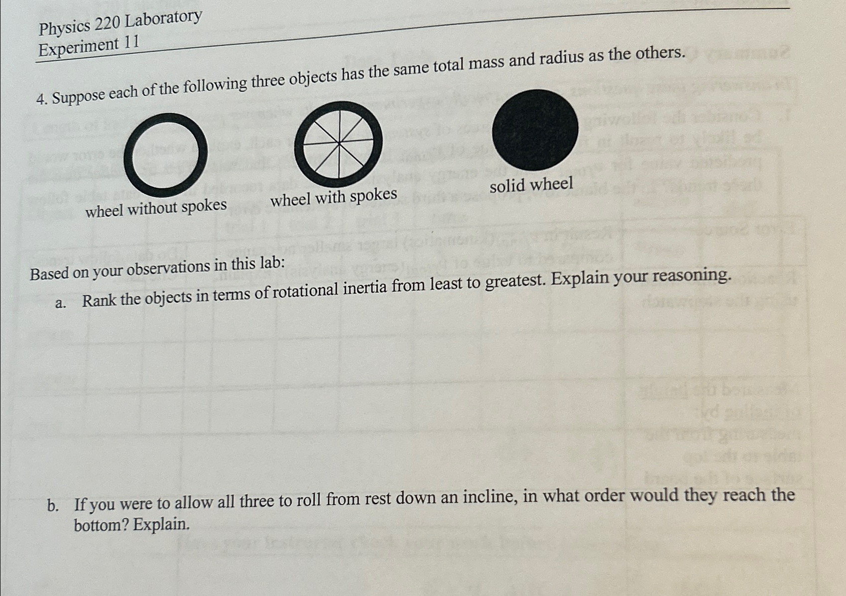 Solved Physics 220 ﻿LaboratoryExperiment 114. ﻿Suppose each | Chegg.com