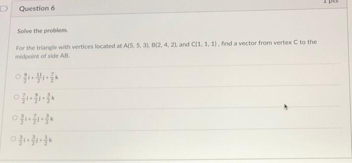 Solved Solve the problem. For the triangle with vertices | Chegg.com