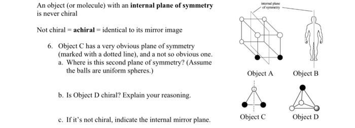 Solved An object (or molecule) with an internal plane of | Chegg.com