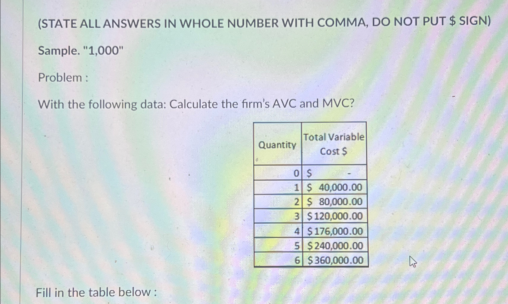 Solved (STATE ALL ANSWERS IN WHOLE NUMBER WITH COMMA, DO NOT | Chegg.com