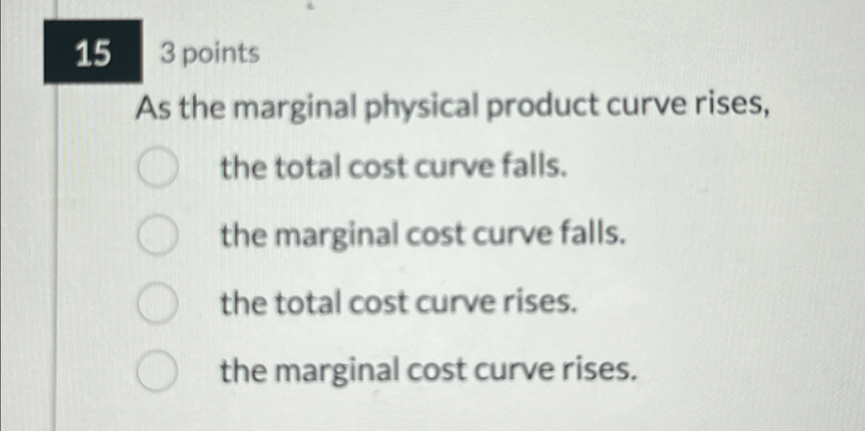 Solved 3 ﻿pointsAs the marginal physical product curve | Chegg.com