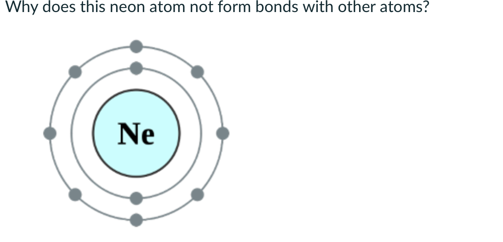 Solved Why does this neon atom not form bonds with other | Chegg.com