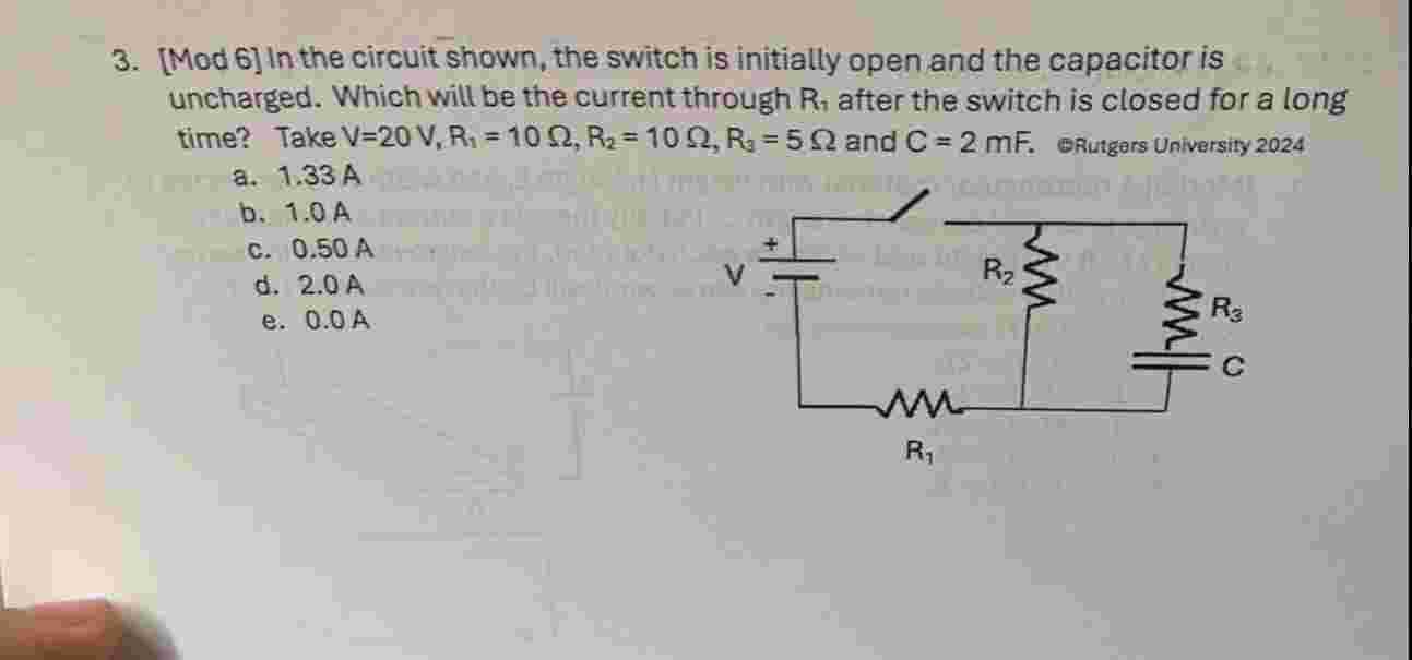 Solved [Mod 6] In ﻿the circuit shown, the switch is | Chegg.com