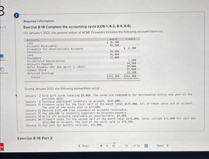 Required information Exercise 8-18 Complete the | Chegg.com