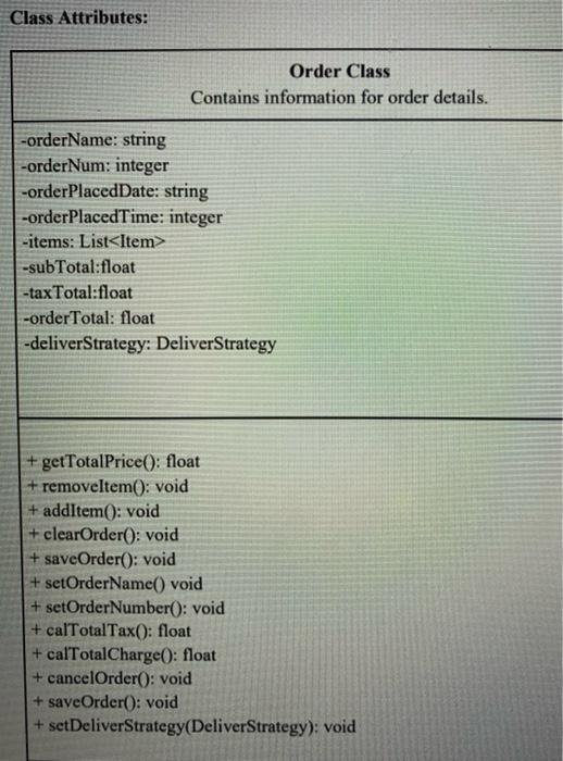 Solved Using Python, create a class for Order and its | Chegg.com